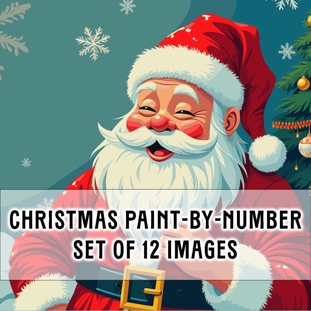 Paint by Number Christmas Set, DIY Painting With 48 Pigments for ...