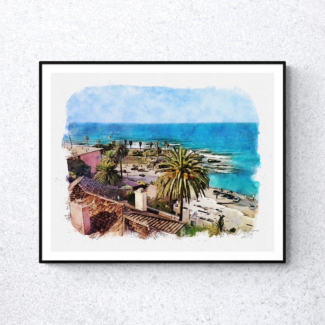 La Jolla Cove San Diego Watercolor Print California Art Premium Quality ...
