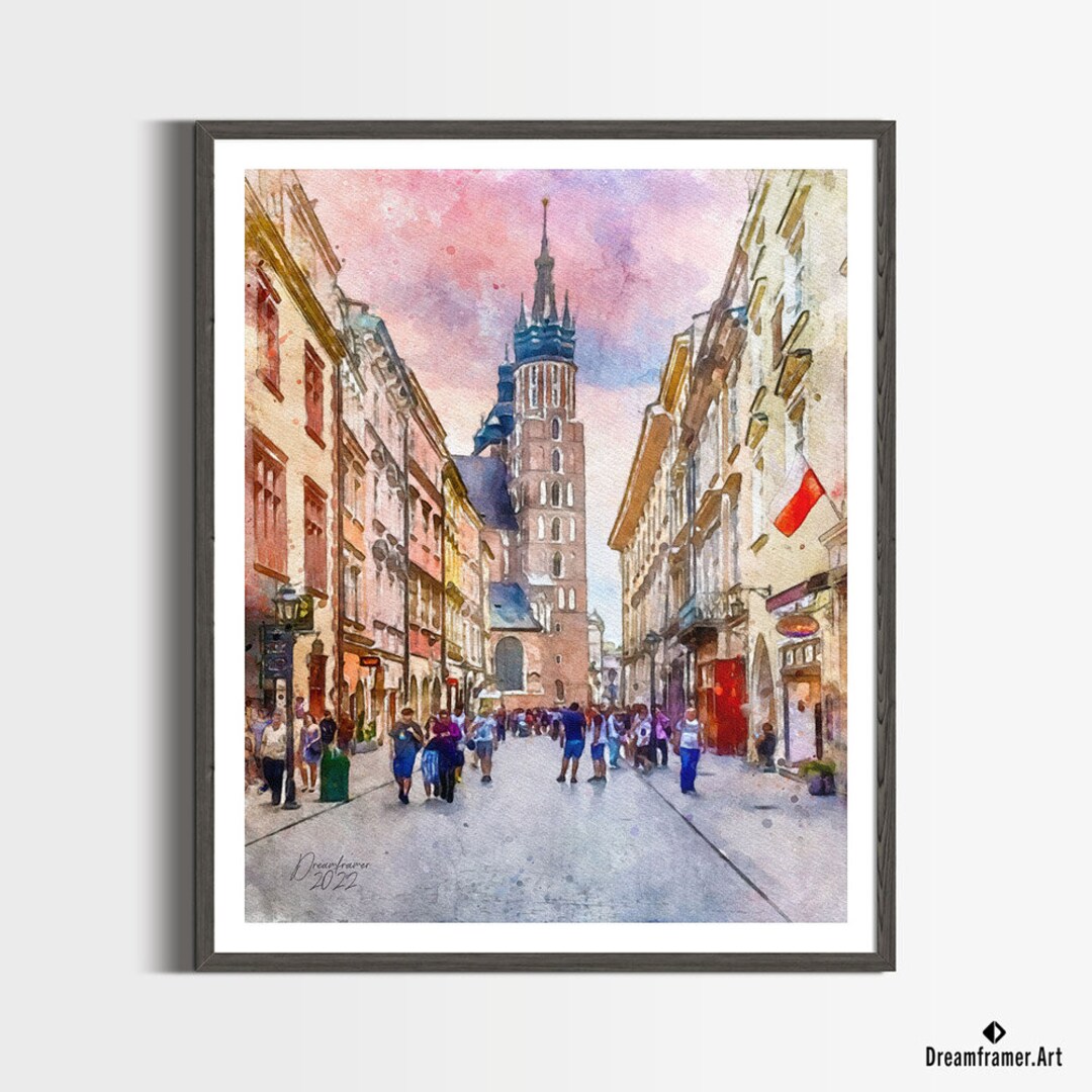 Krakow Watercolor Print Poland Art Premium Quality Travel Poster Artful ...
