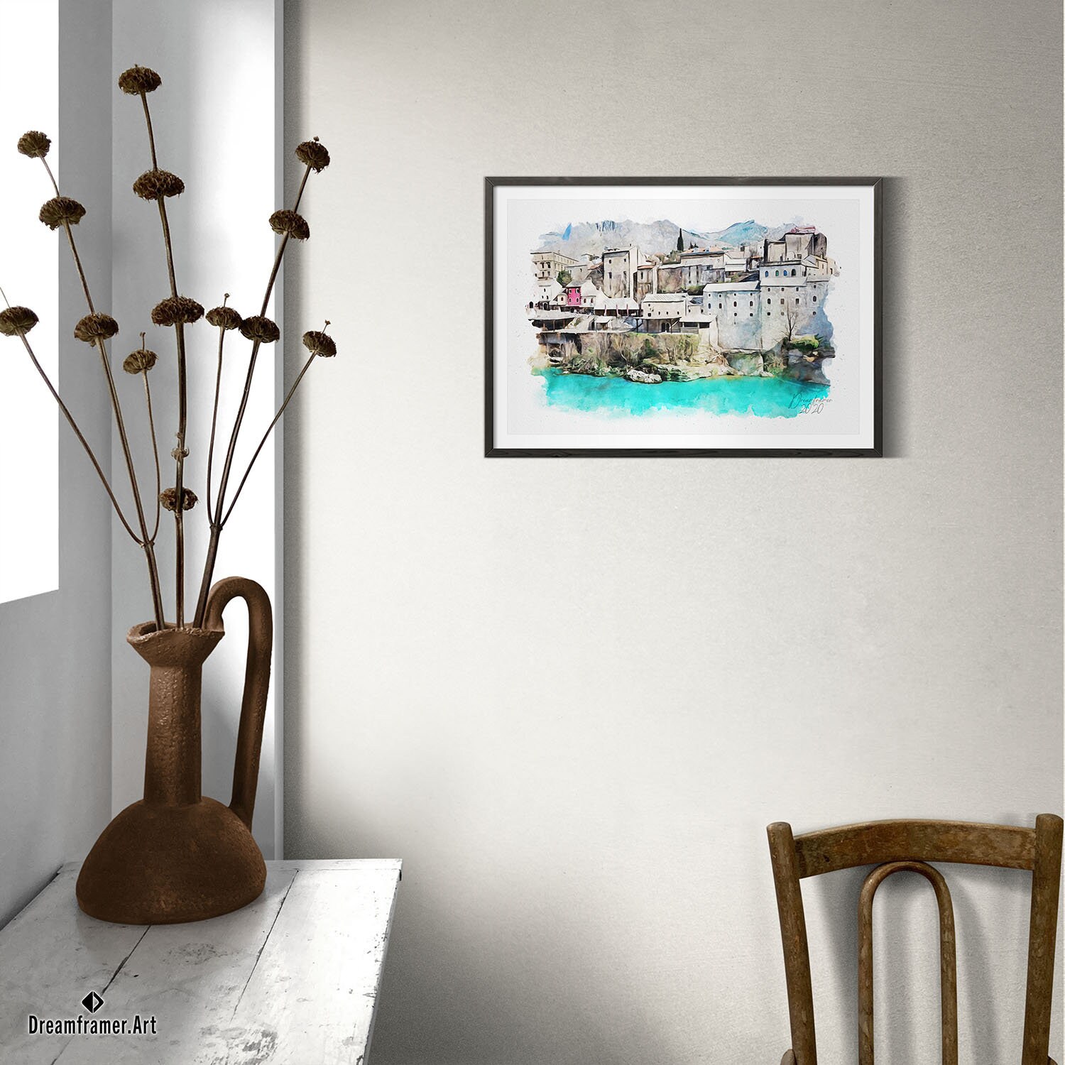 Kujundziluk in Mostar Watercolor Print Mostar Wall Art - Etsy