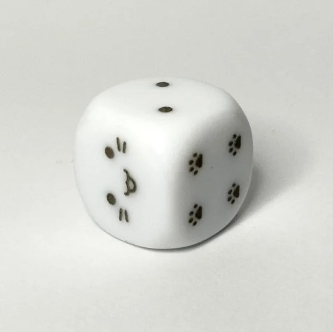 White Smiling Cat Dice, Smile, Animal, Single D6 Die, TTRPG, Round ...