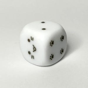 White Smiling Cat Dice, Smile, Animal, Single D6 Die, TTRPG, Round ...