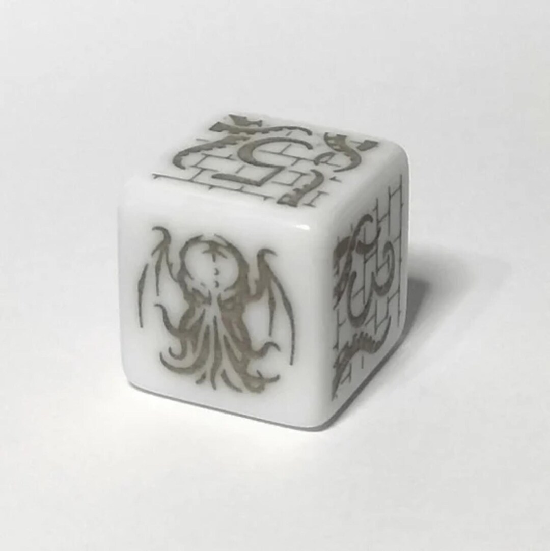White Cthulhu and Tentacles Dice, Coc, TRPG, TTRPG, Single 6 Sided D6 ...