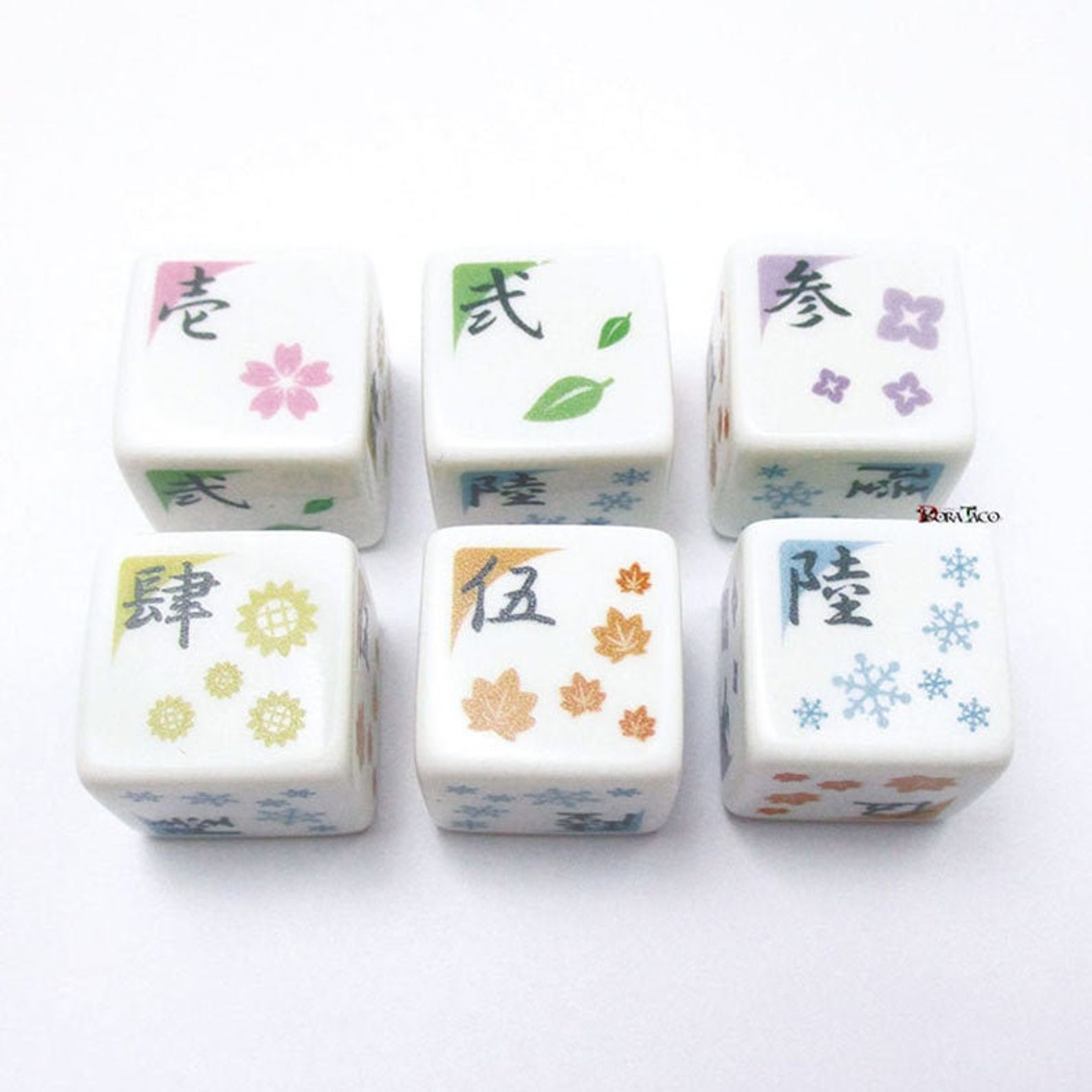 Japanese Four Seasons Dice Single D6 Die Square Corners | Etsy