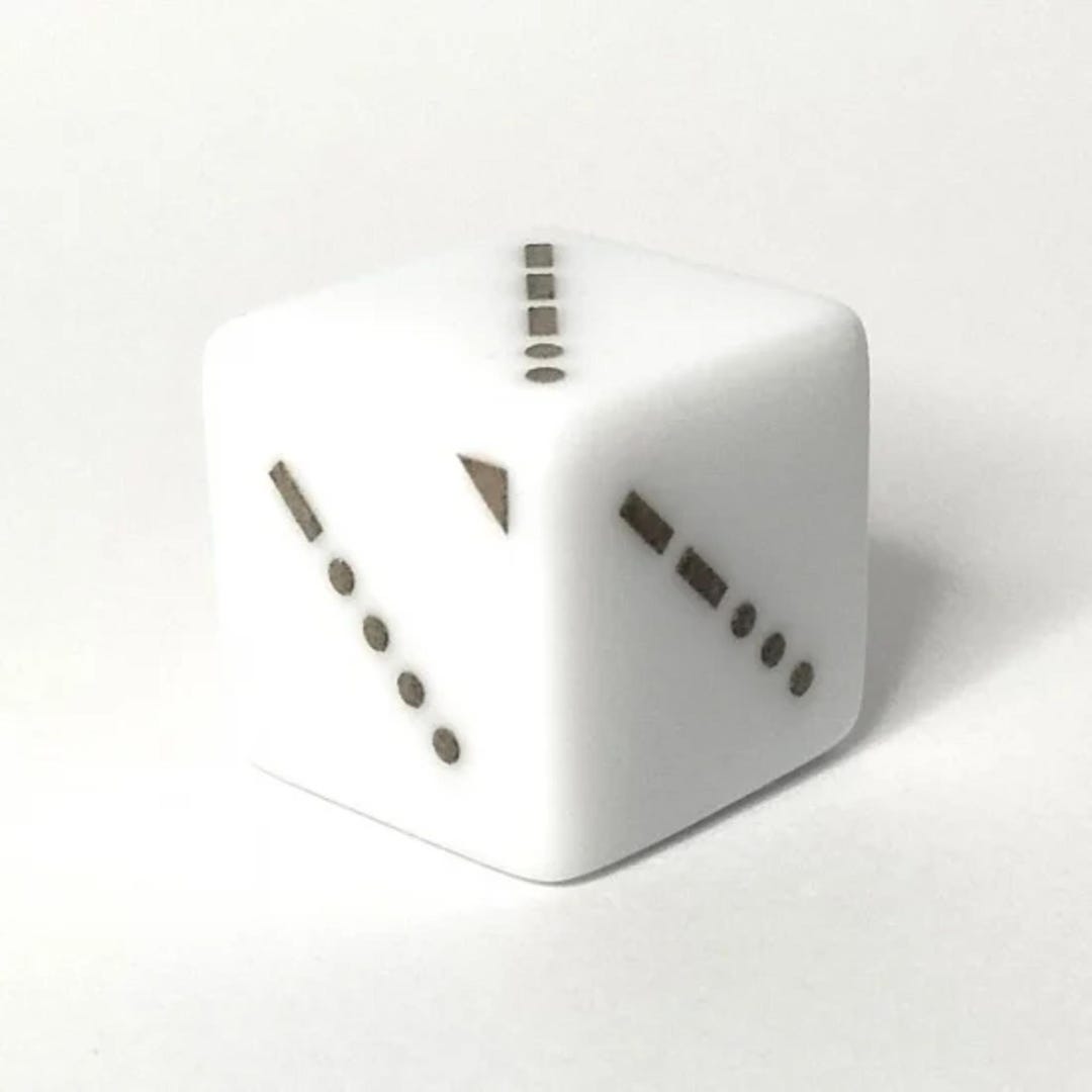 Morse Code Dice, White, Single 6 Sided D6 Die, Square Corners, Rare ...