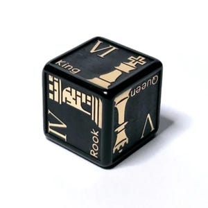Chess Dice, Engraving Laminate, Square Corners, Black & Gold, Single D6 ...