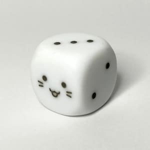 White Smiling Cat Dice, Smile, Animal, Single D6 Die, TTRPG, Round ...