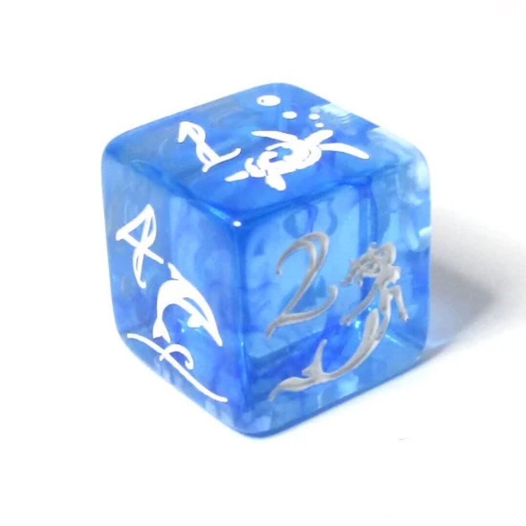 Mermaid Dice, Blue Nebula, Single D6 Die, Square Corners, TTRPG, Dice ...