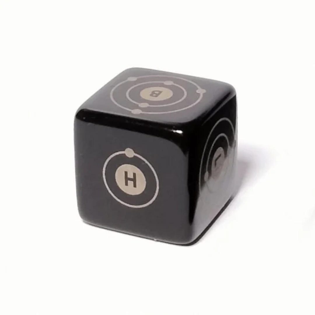 Black Periodic Table Atom Dice, Single 6-sided D6 Die, Chemistry ...