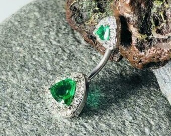 Gold Emerald Belly Button Ring - Etsy