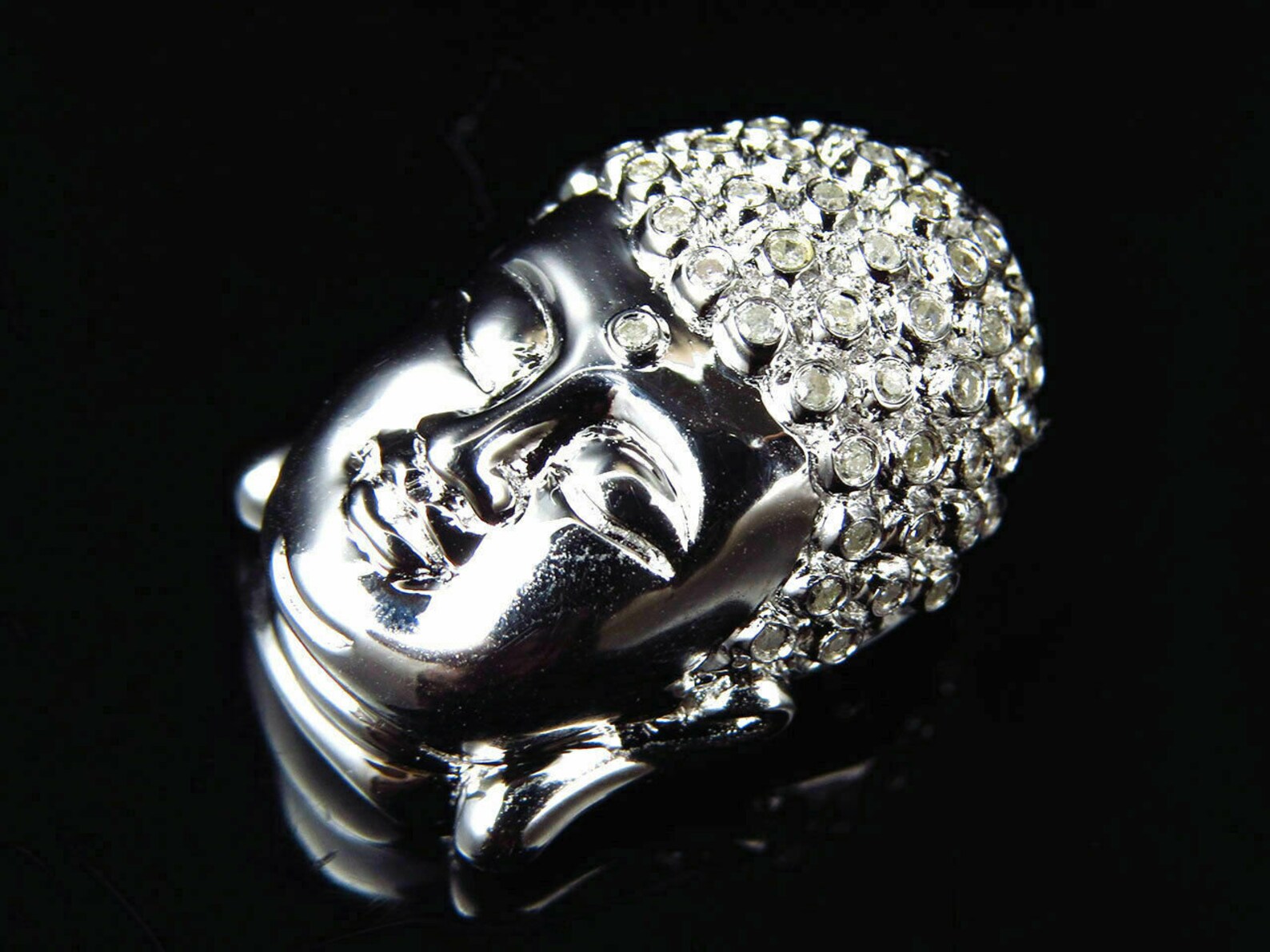 0.90CT Genuine Diamond Symbolic Buddha Head Pendant With 925 - Etsy