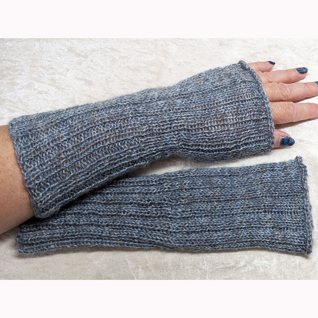 Hand Cuffs, Arm Cuffs, Wrist Warmers, Fingerless Gloves, Mottled Blue ...