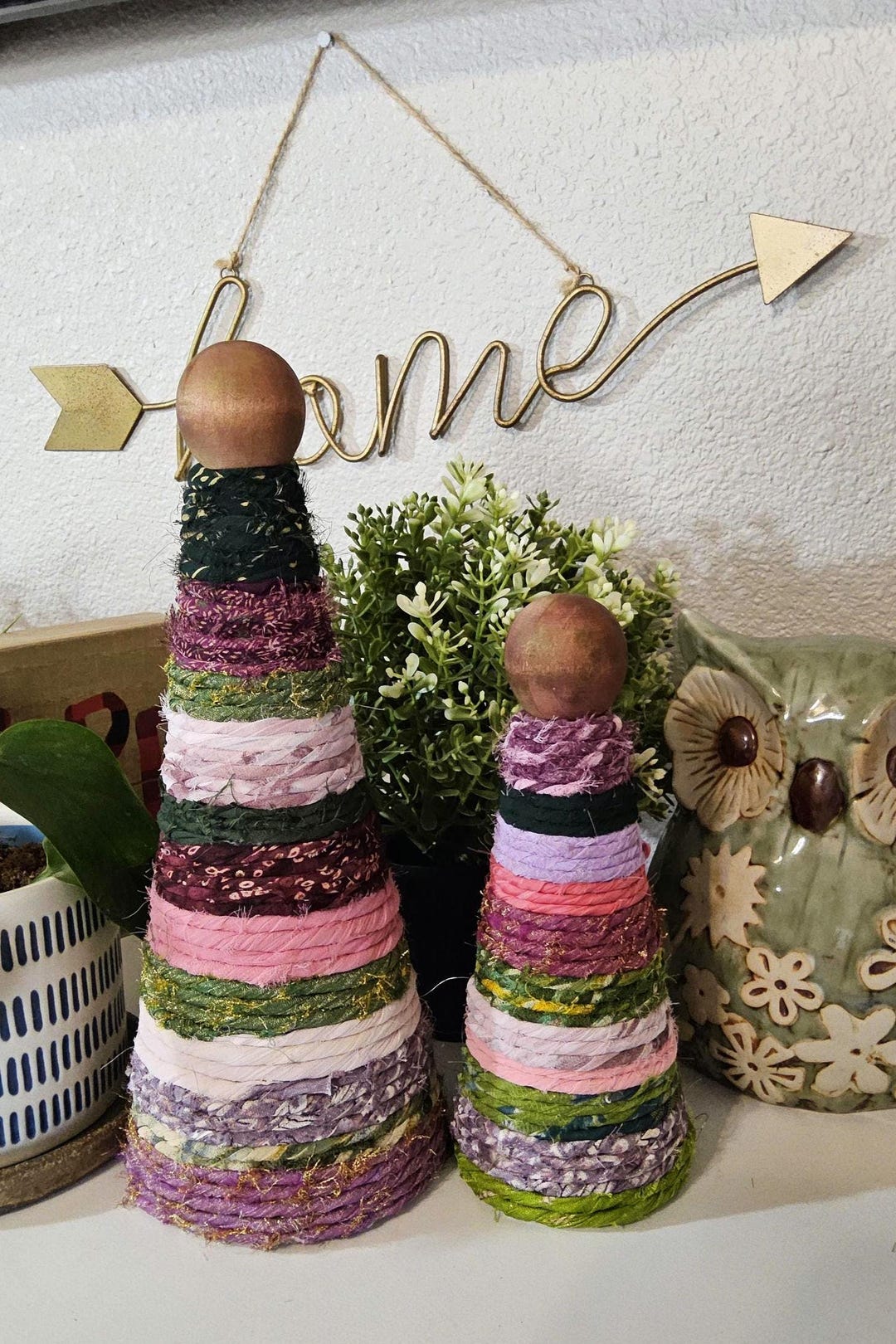 Boho Artisan Rag Trees Cone W/sari Scraps Christmas Set of 2 - Etsy