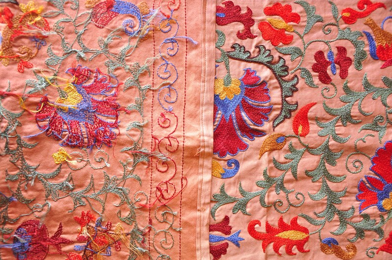 Uzbek Embroidered Room Decor Suzani, Floral Design Walhanging, Table ...