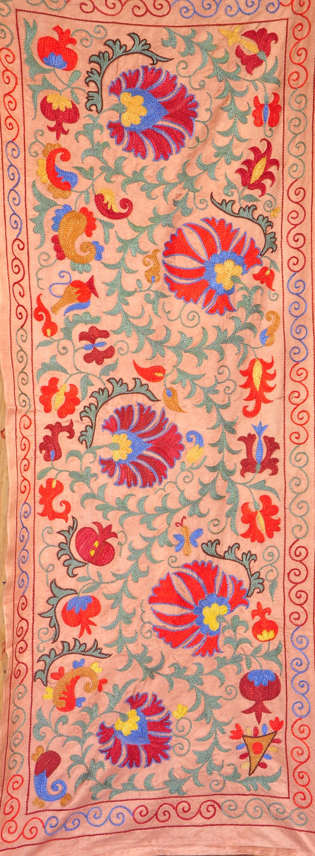 Uzbek Embroidered Room Decor Suzani, Floral Design Walhanging, Table ...