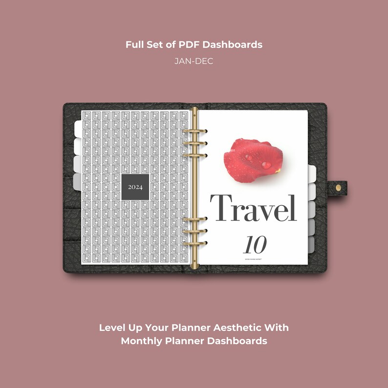 Planner Dashboards, Set of 12 Gorgeous Red Floral Theme Planner Cover ...