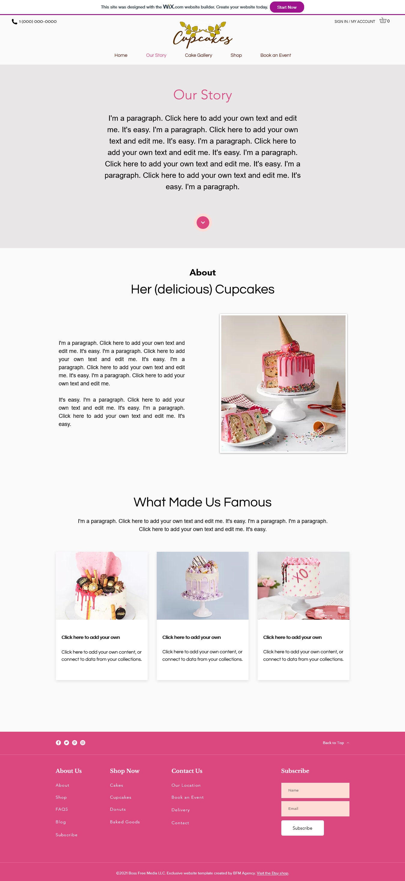 Wix Website Template for Cake, Premium Wix Website Template, Bakery ...