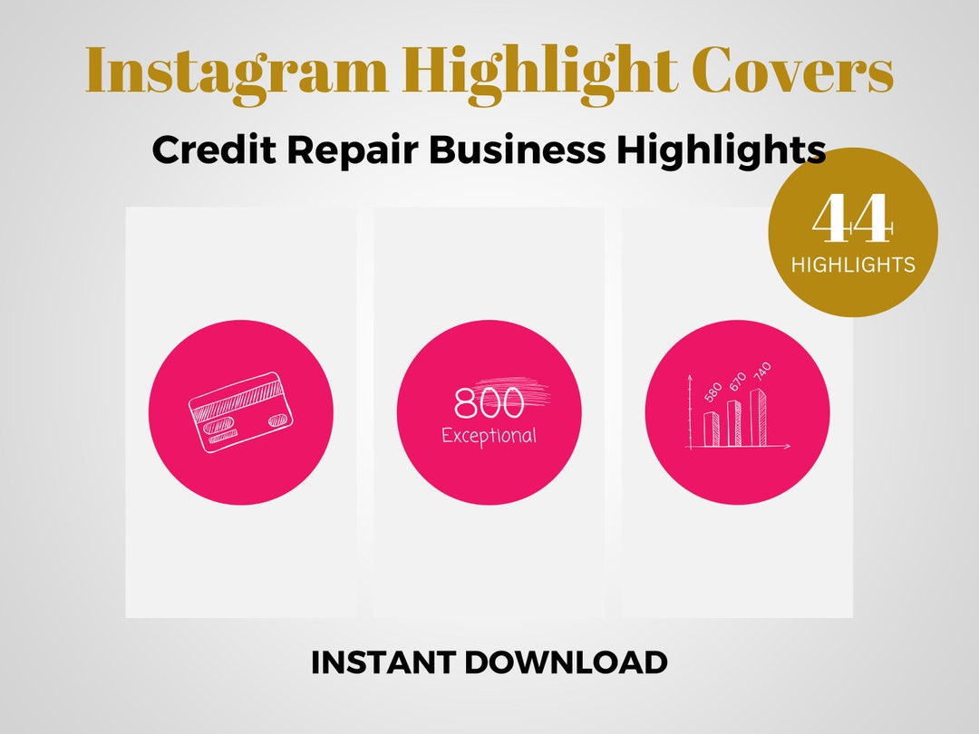 Credit Repair Business Instagram Highlight Covers, Bold Pink Color ...