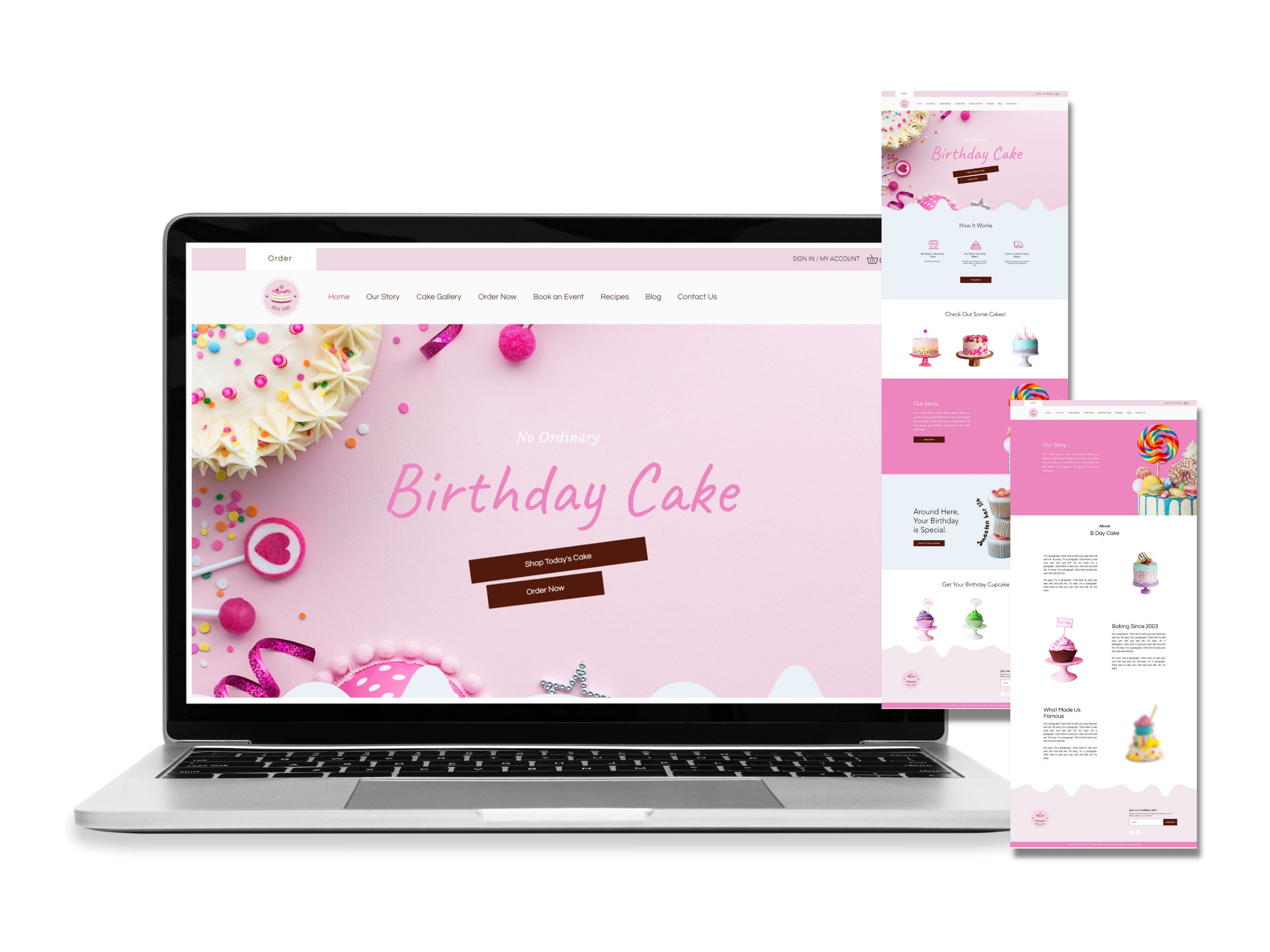 Cake Business Website, Premium Wix Website Template, 10 Page Cake ...