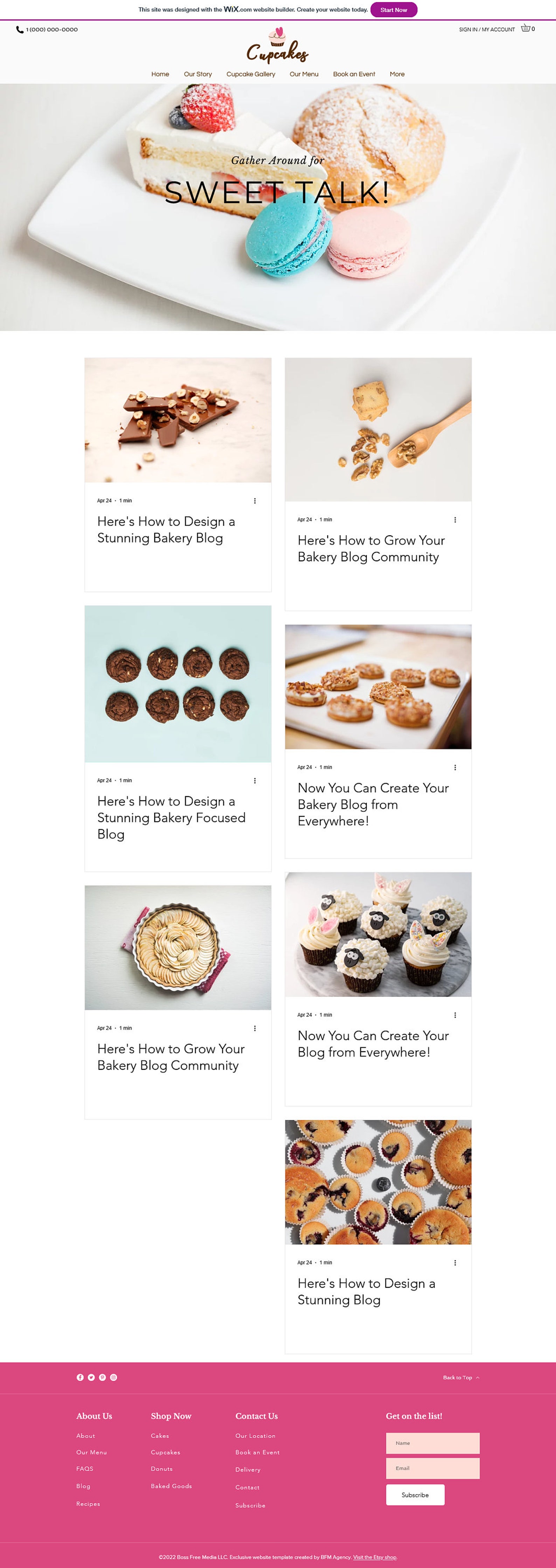 Cupcake Baker Website Template Wix, Cupcake Web Design, Cake Website ...