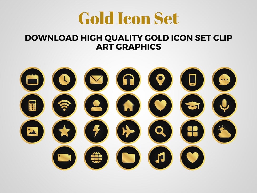 Gold Icon Set, High Quality Graphic Icons, Gold PNG Transparent Images ...