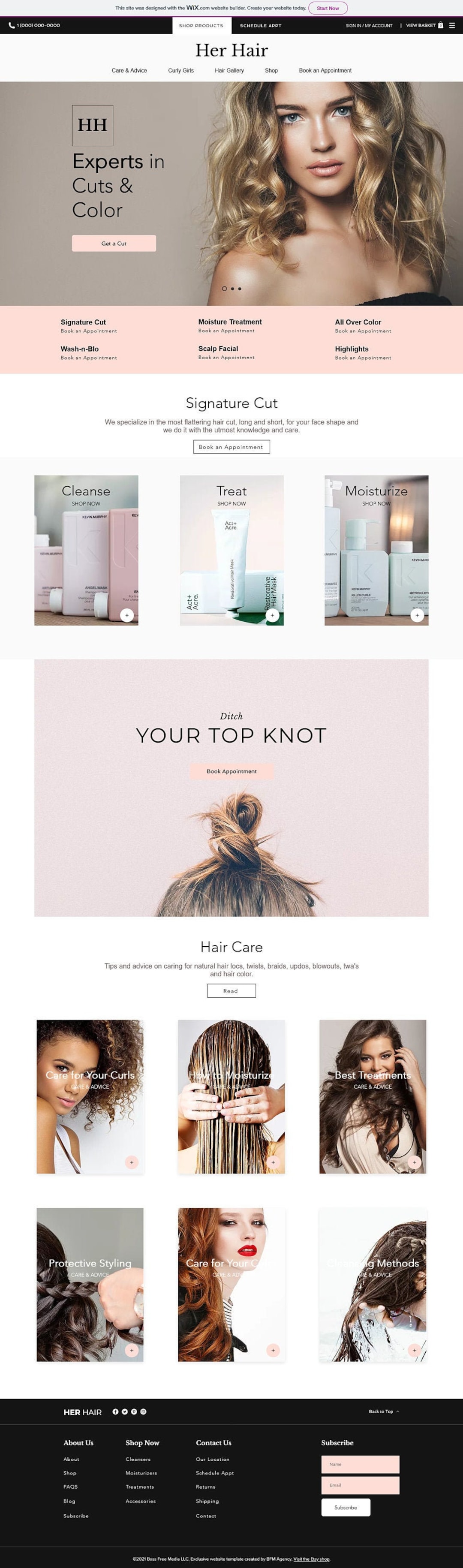 Hair Website Template Wix Hair Stylist Website Hair Salon - Etsy