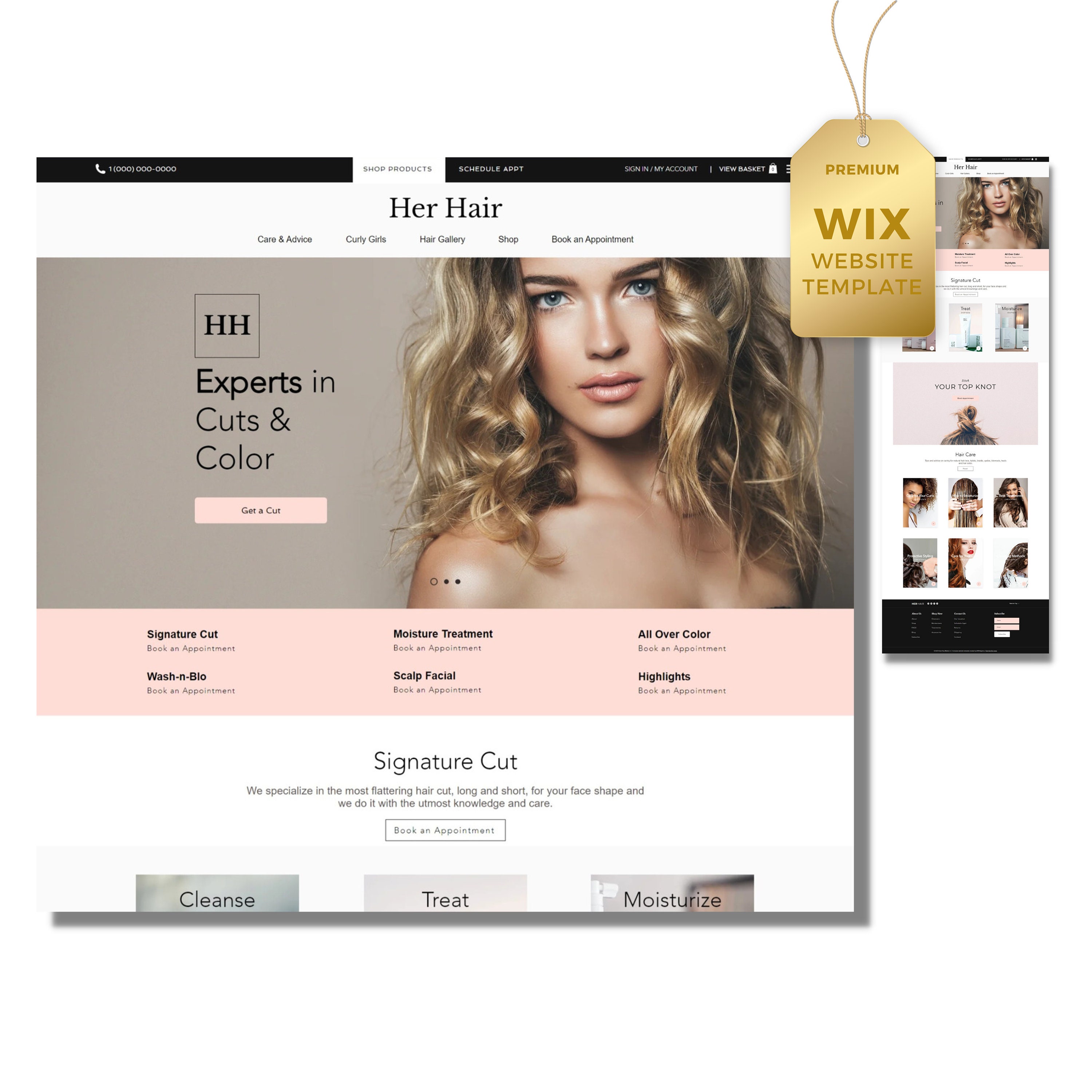 Hair Website Template Wix, Hair Stylist Website, Hair Salon, Natural ...