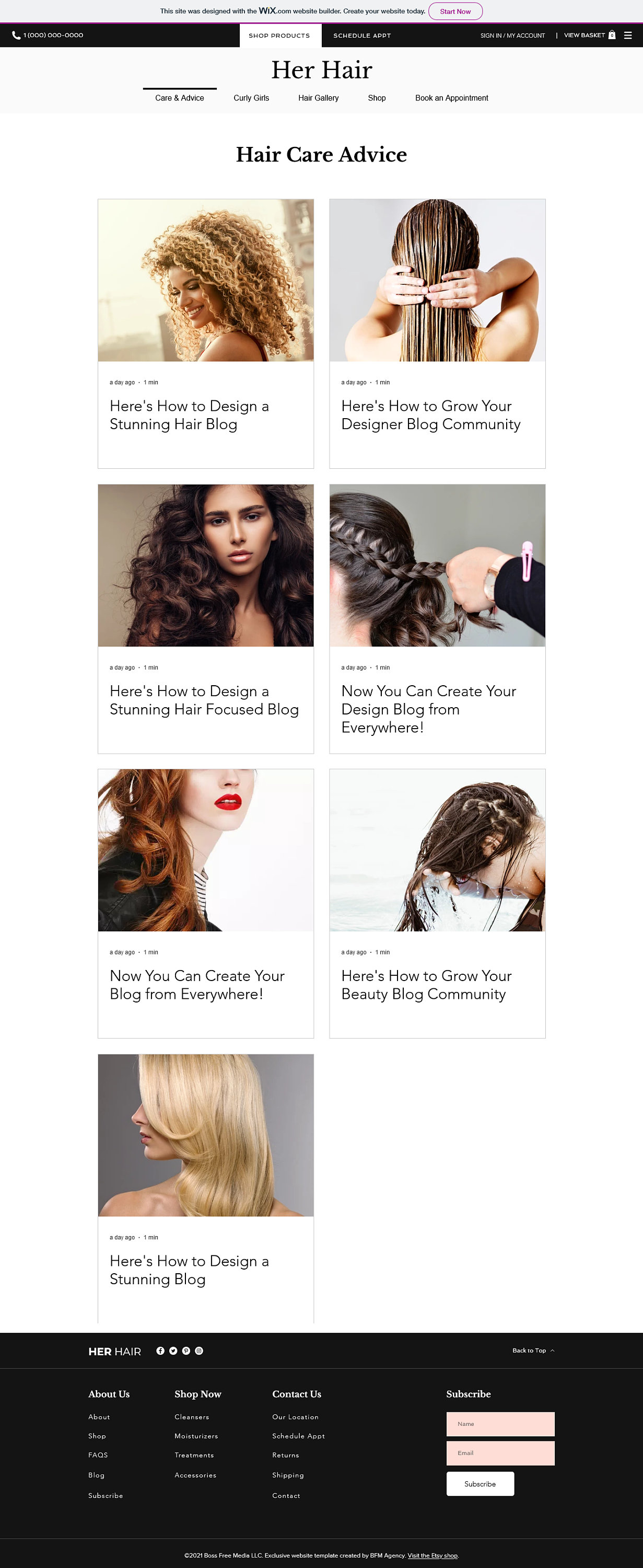 Hair Website Template Wix, Hair Stylist Website, Hair Salon, Natural ...