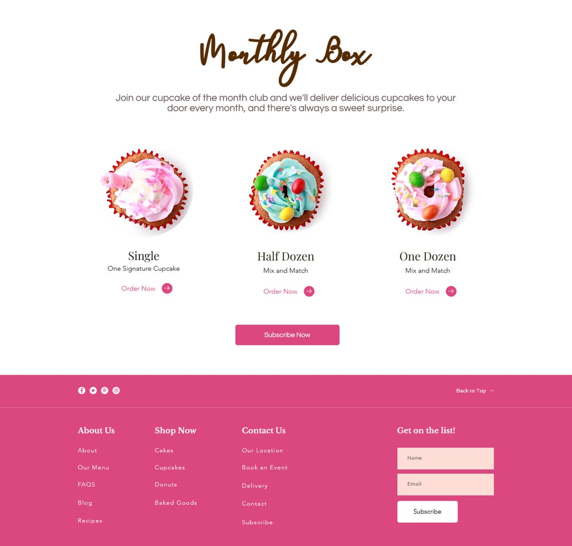 Cupcake Baker Website Template Wix Cupcake Web Design Cake - Etsy