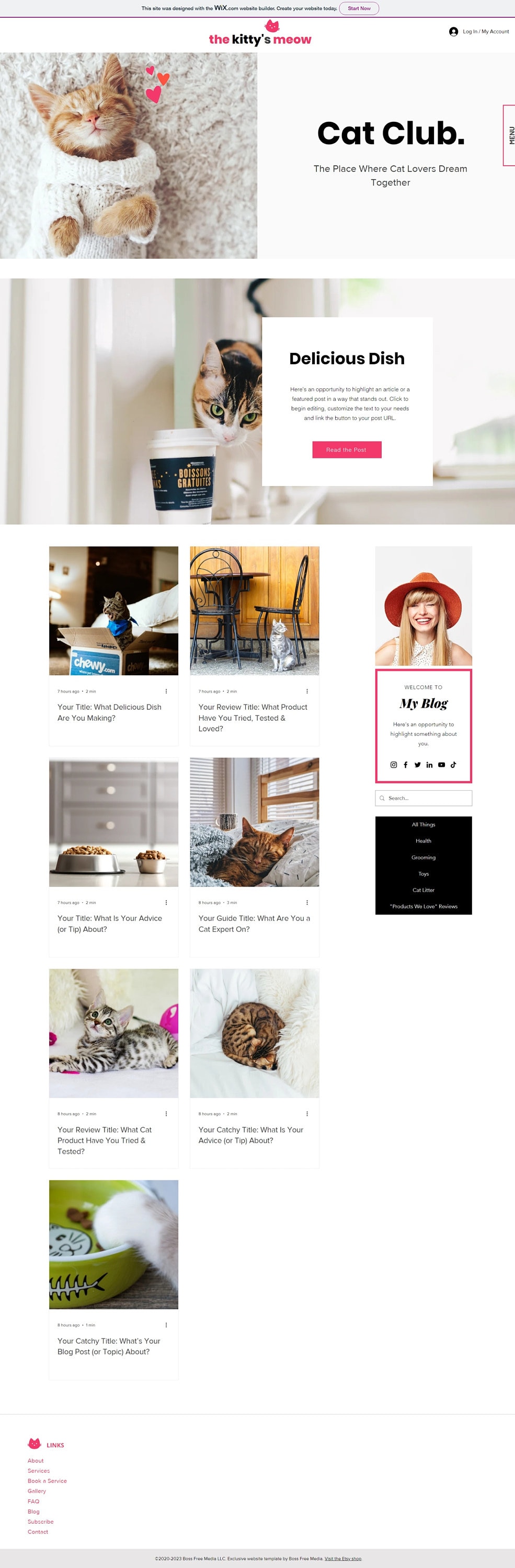 WIX Website Template for Cats Cat Theme Website, Cat Boarding, Cat ...