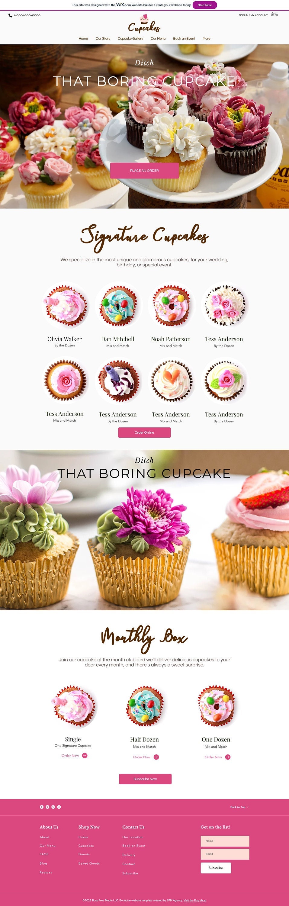 Cupcake Baker Website Template Wix Cupcake Web Design Cake - Etsy