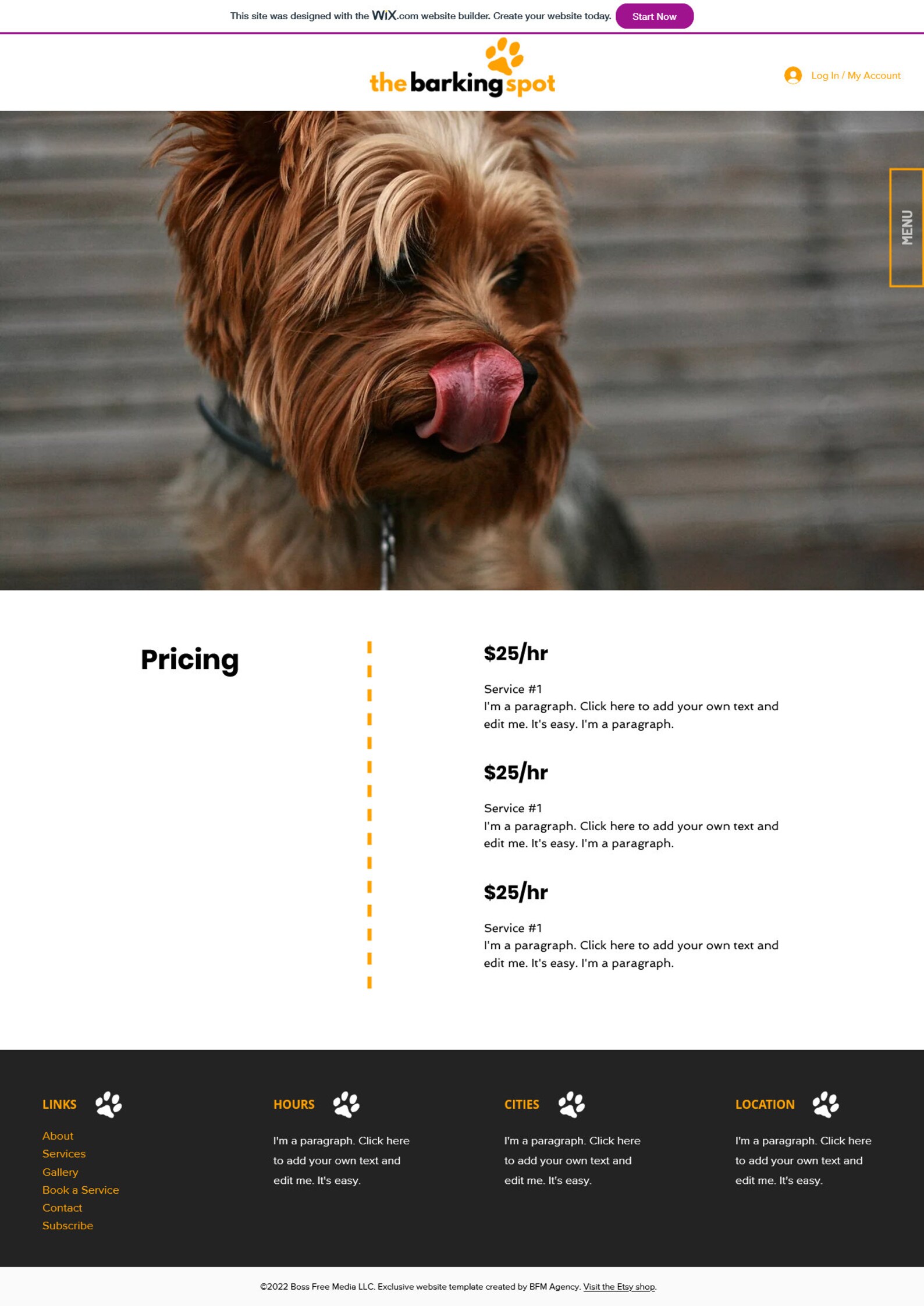 Dog Website Template Wix, Dog Walking Website Template, Dog Sitting Wix ...