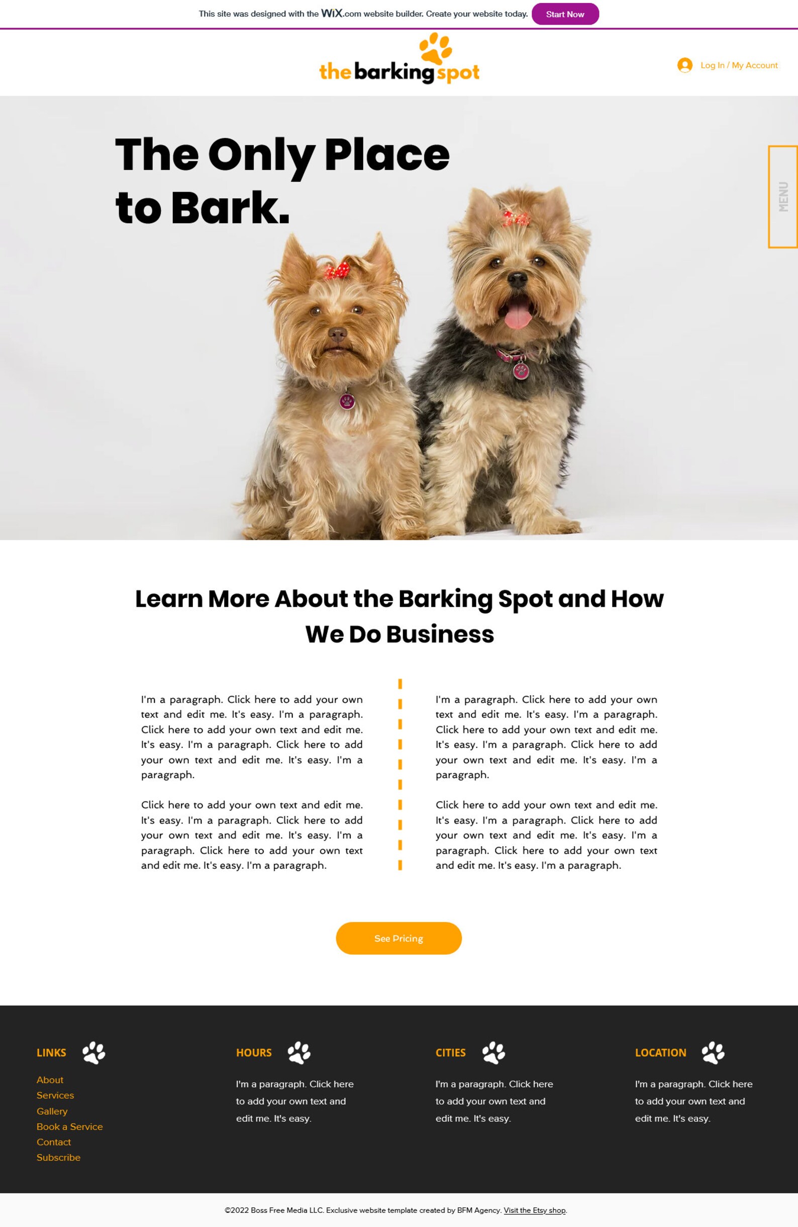 Dog Website Template Wix, Dog Walking Website Template, Dog Sitting Wix ...