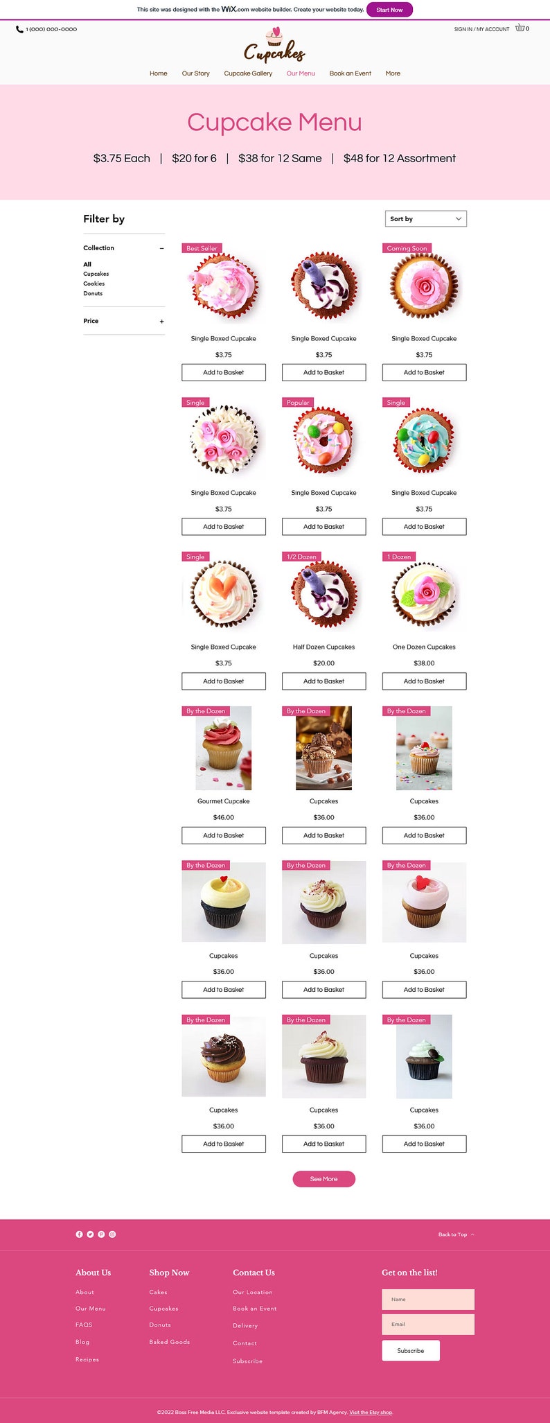 Cupcake Baker Website Template Wix, Cupcake Web Design, Cake Website ...