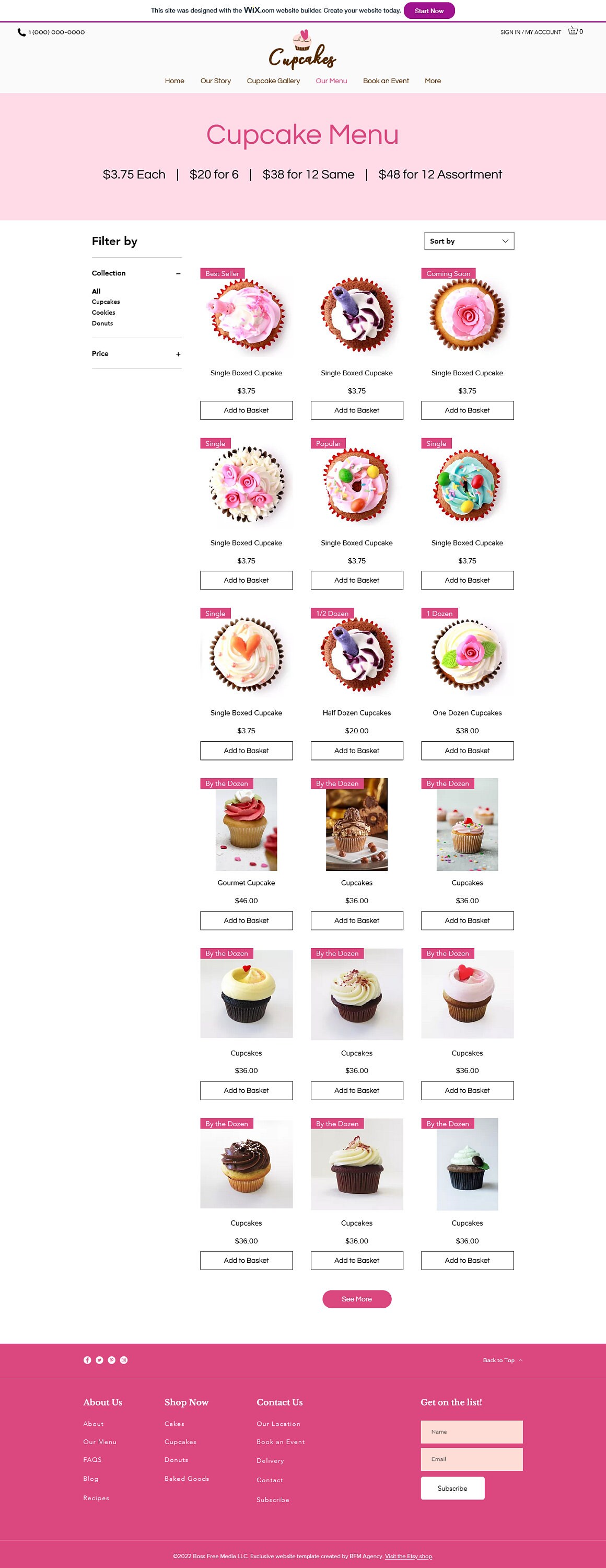 Cupcake Baker Website Template Wix, Cupcake Web Design, Cake Website ...