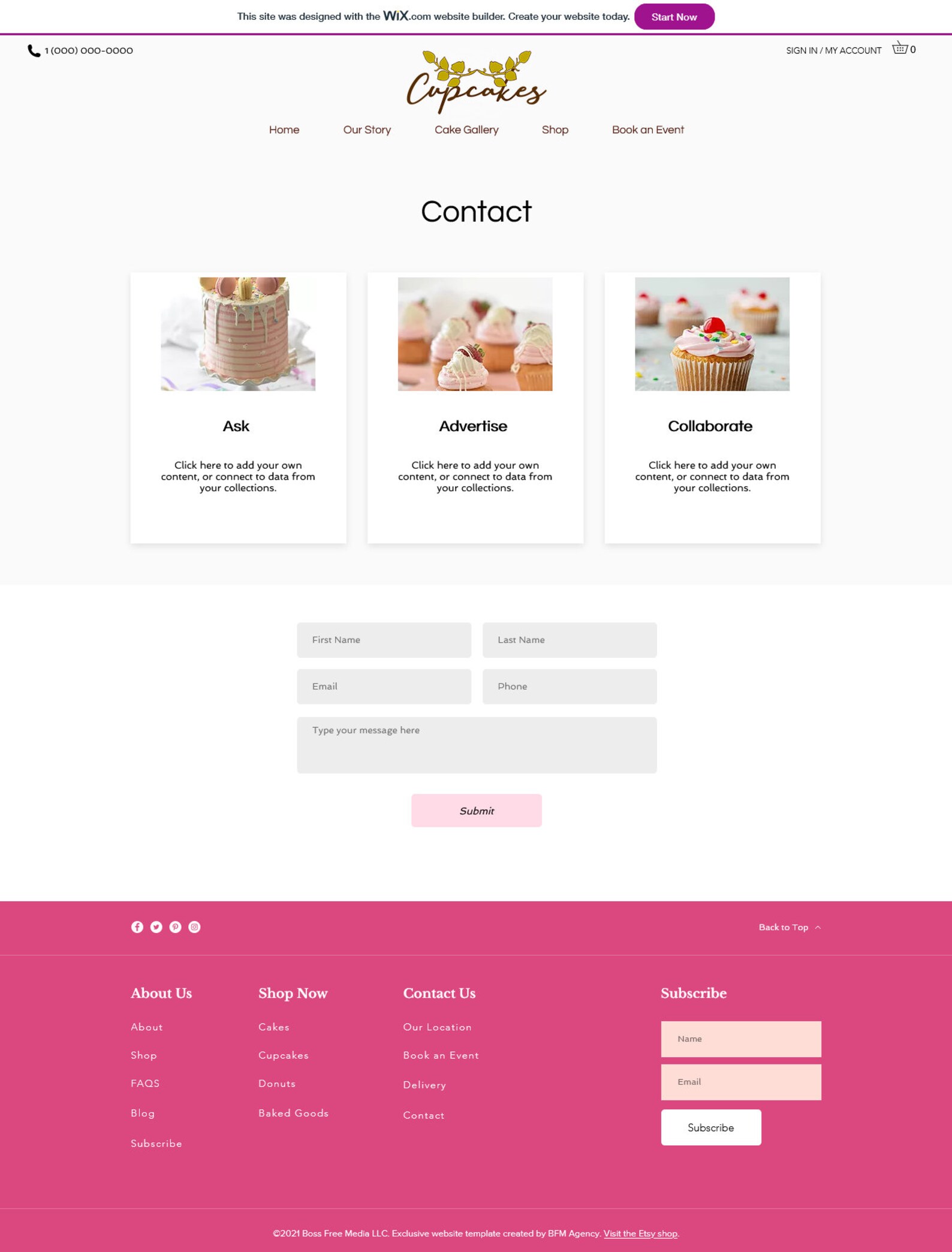 Wix Website Template for Cake, Premium Wix Website Template, Bakery ...