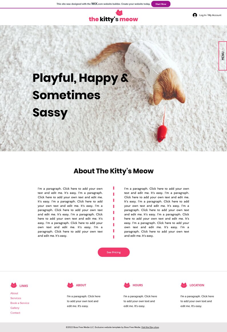 WIX Website Template for Cats - Cat Theme Website, Cat Boarding, Cat ...