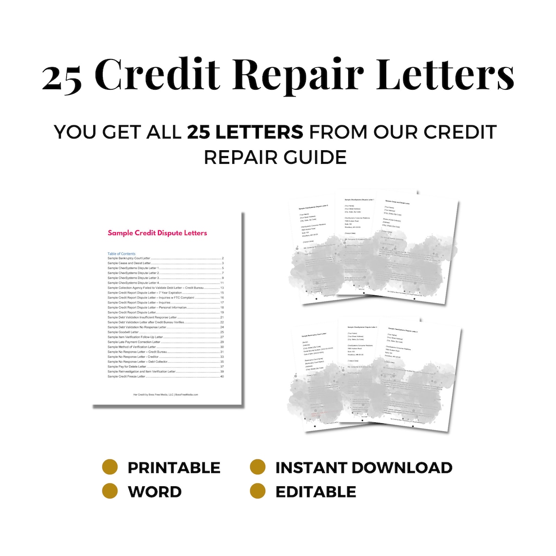 Credit Repair Letters, 25 Sample Credit Dispute Letters! - Etsy