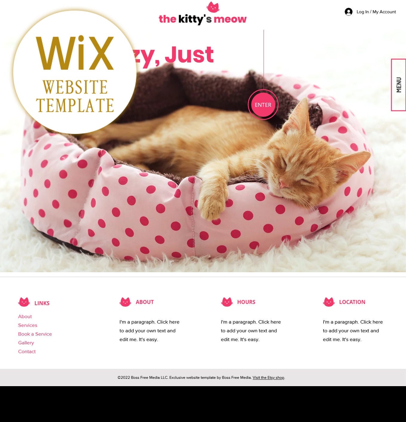 WIX Website Template - Cat Boarding, Cat Website Template Wix, Cat ...