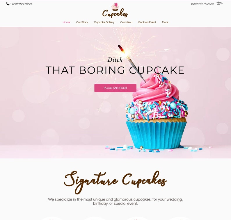Cupcake Baker Website Template Wix Cupcake Web Design Cake - Etsy