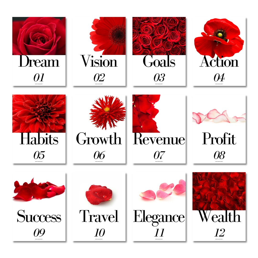 Planner Dashboards, Set of 12 Gorgeous Red Floral Theme Planner Cover ...