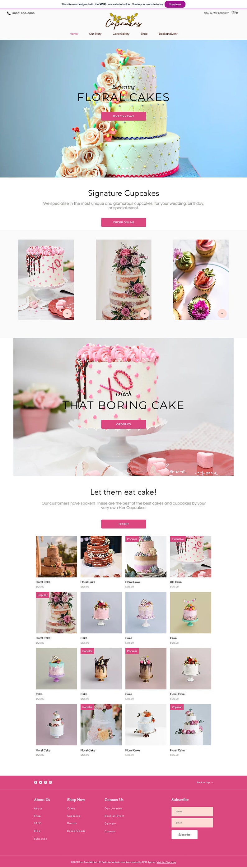Wix Website Template for Cake, Premium Wix Website Template, Bakery ...