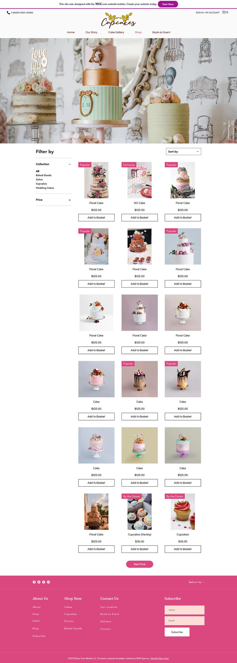 Wix Website Template for Cake, Premium Wix Website Template, Bakery ...