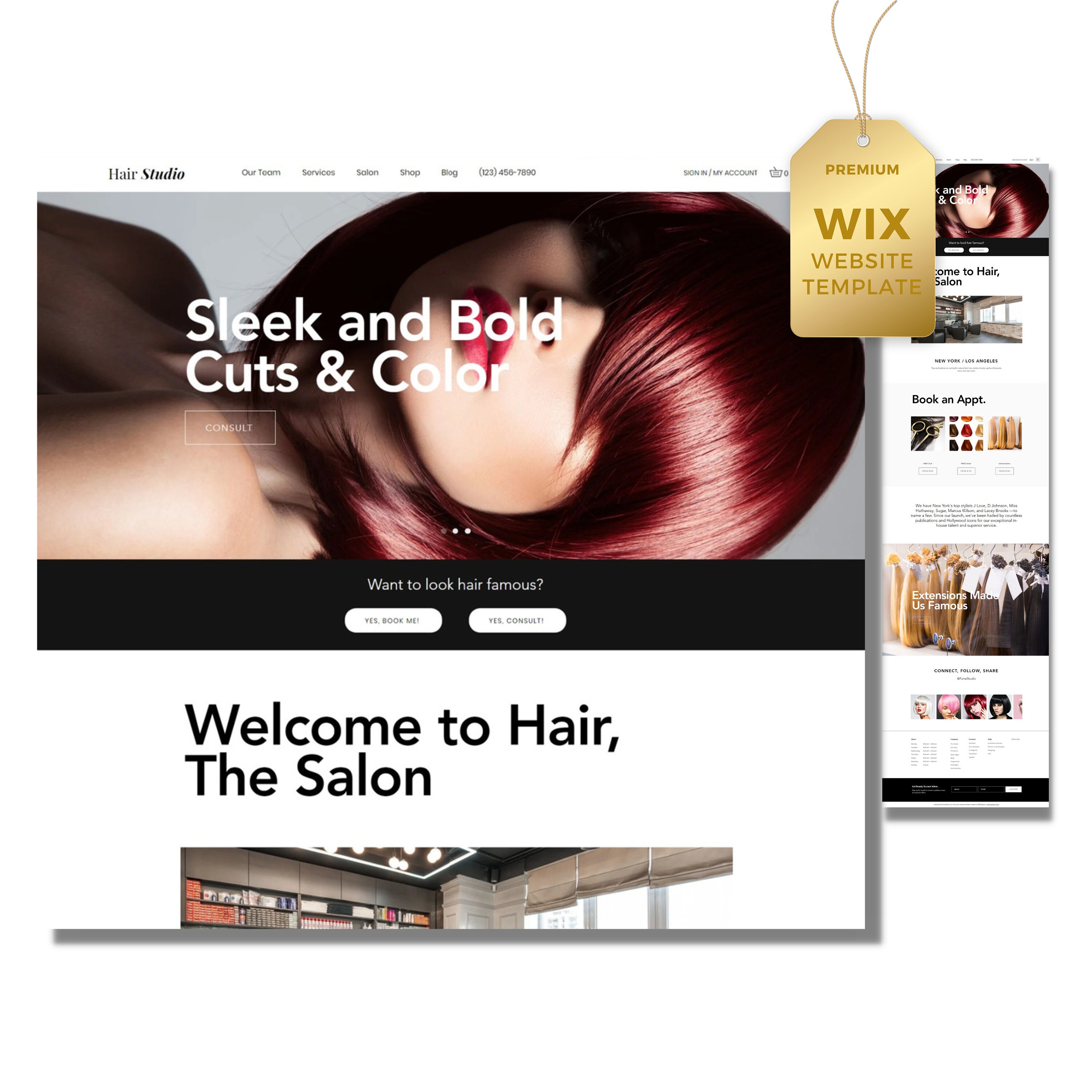 Hair Salon Website Template for Hair Stylist, Beauty, Skin Care, or ...