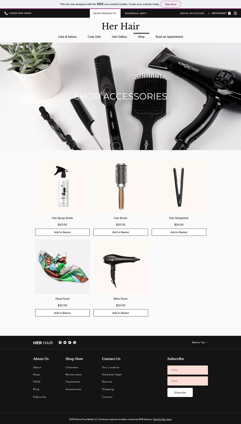 Hair Website Template Wix, Hair Stylist Website, Hair Salon, Natural ...