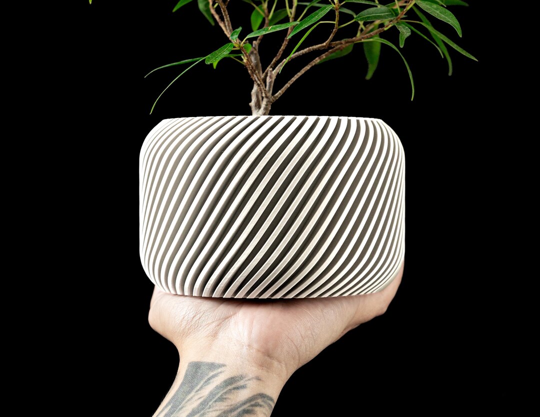 Slant Striped 3D Printed Planter – Bold & Modern Pot - Etsy