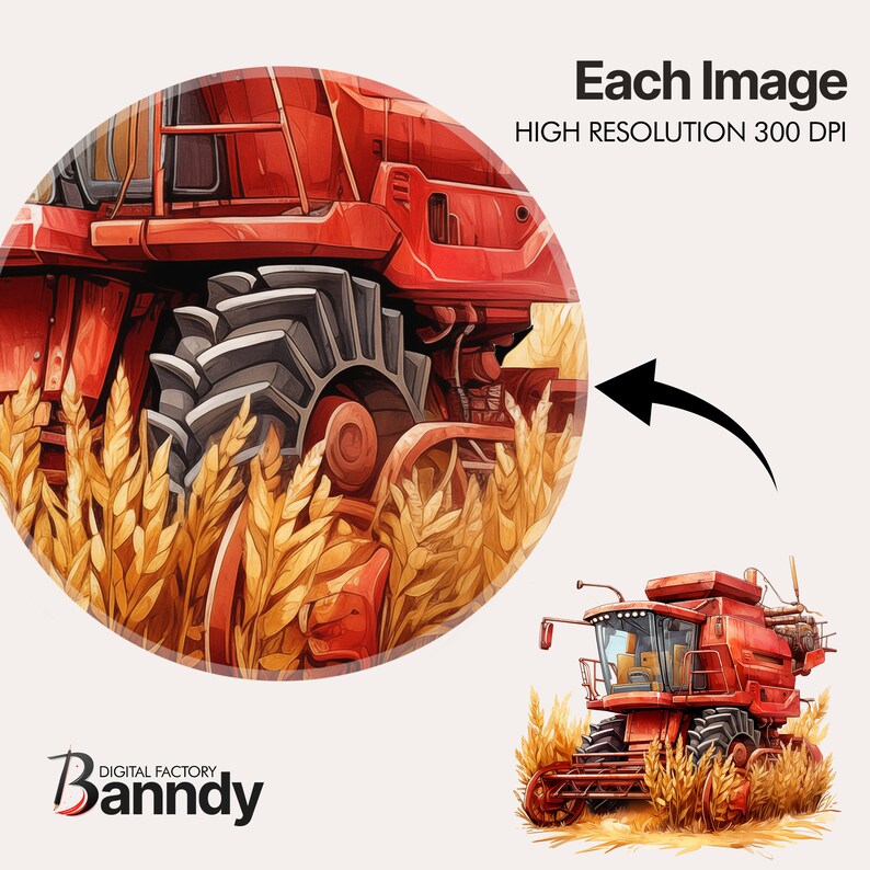 Combine Harvester Truck Clipart Bundle Transparent PNG Agriculture ...
