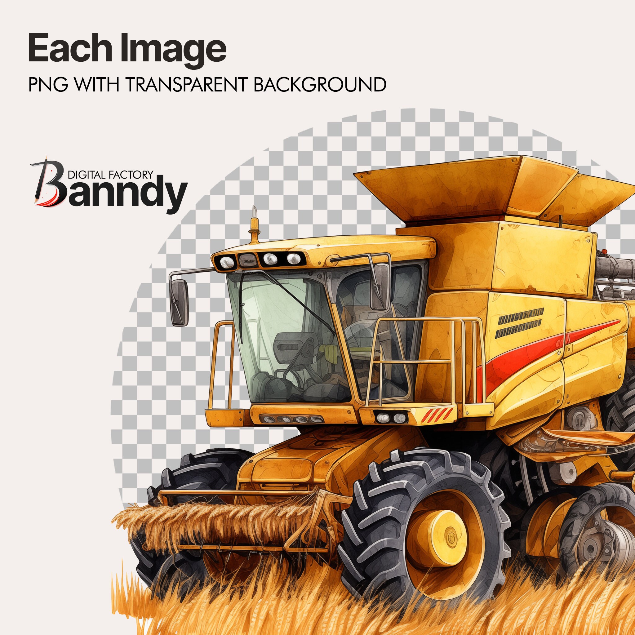 Combine Harvester Truck Clipart Bundle Transparent PNG Agriculture ...