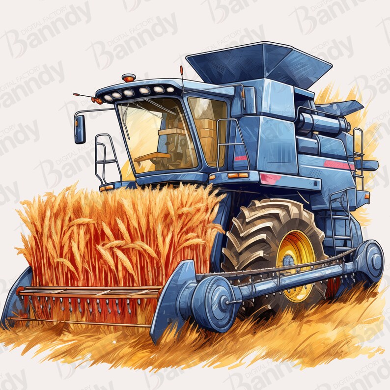 Combine Harvester Truck Clipart Bundle Transparent PNG Agriculture ...