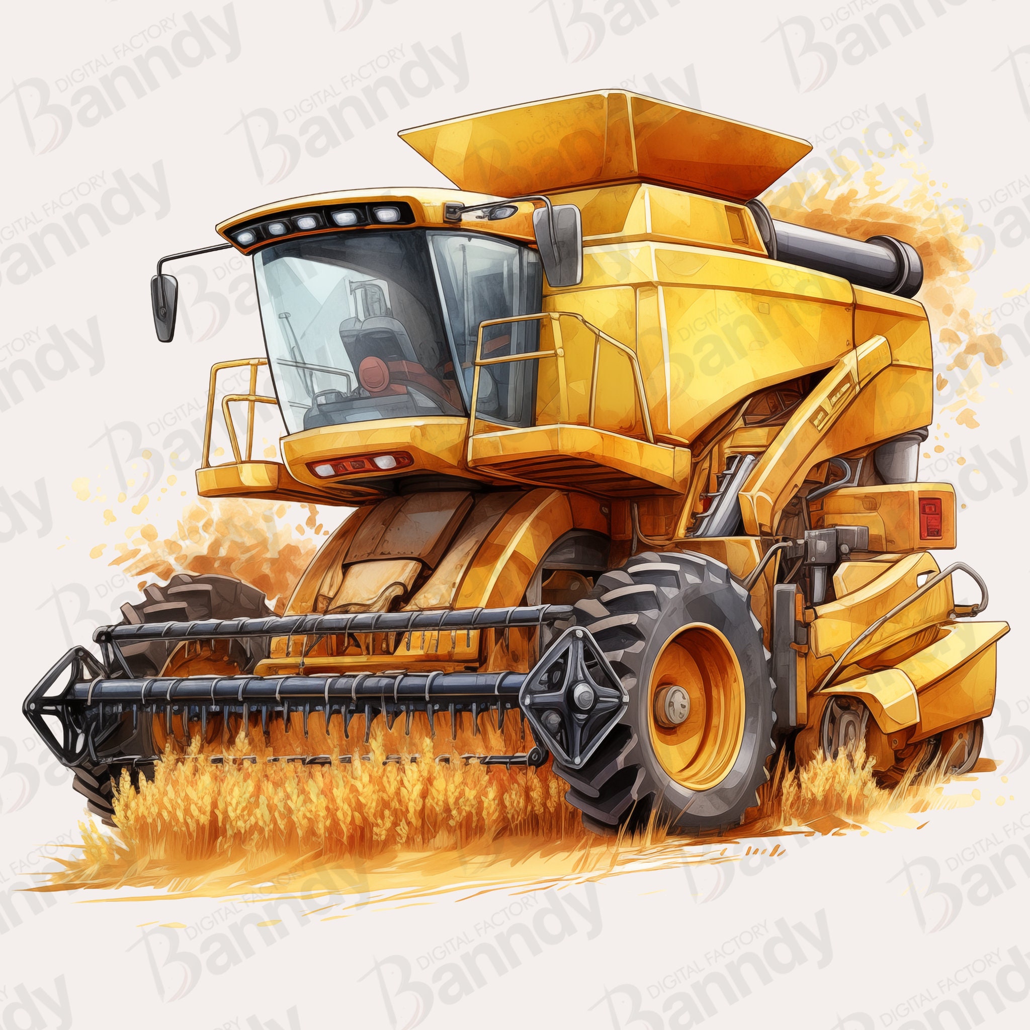 Combine Harvester Truck Clipart Bundle Transparent PNG Agriculture ...